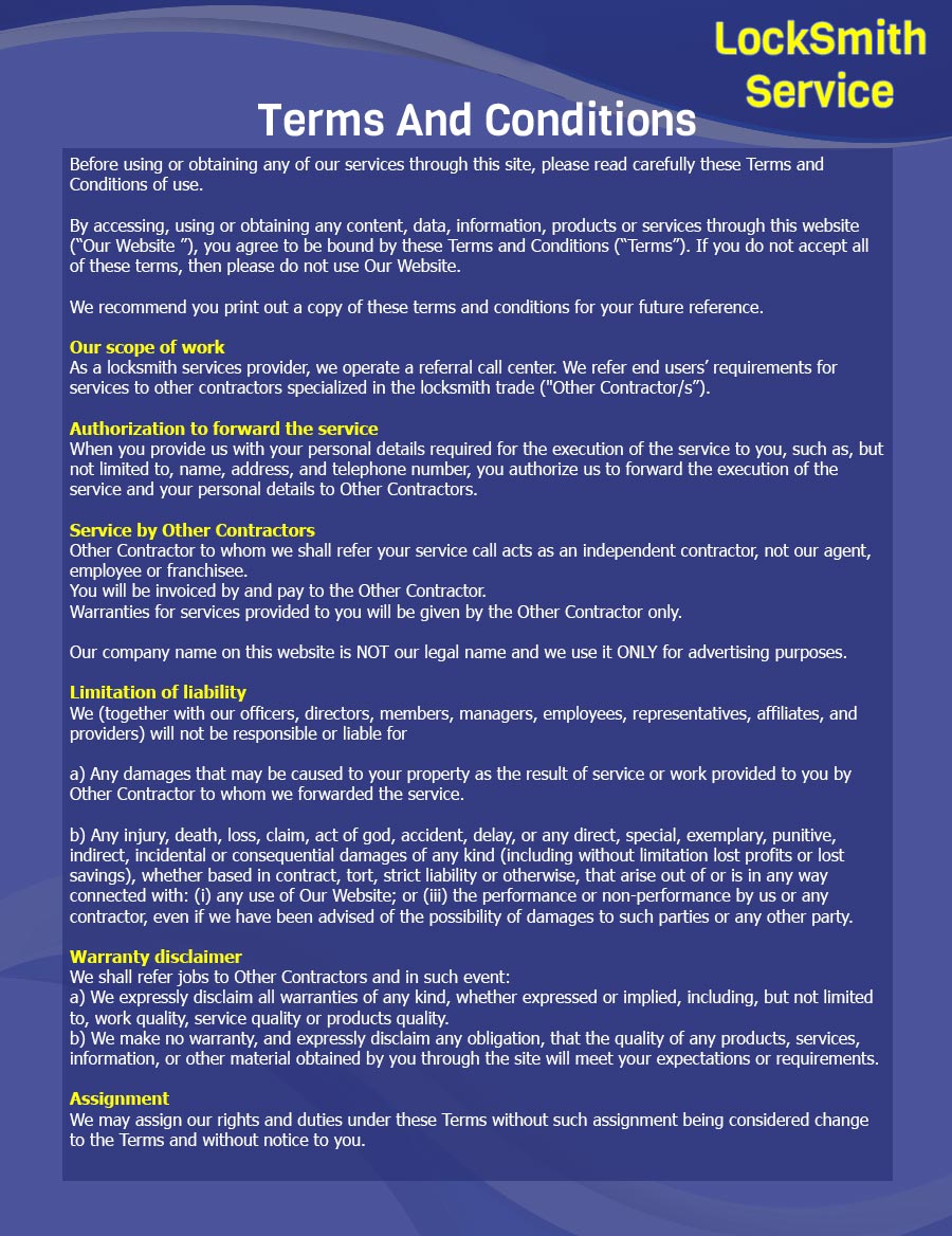 Elkridge Locksmith Store | Terms and Conditions